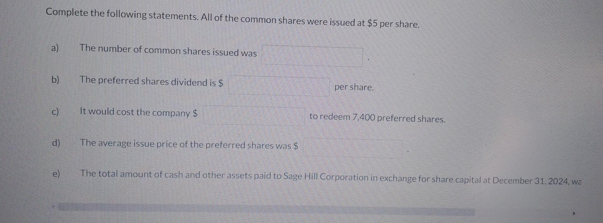 Solved The following items were shown on the balance sheet | Chegg.com