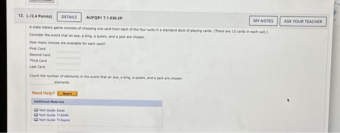 Solved 12. [-/2.4 Points] DETAILS AUFQR1 7.1.030.EP. A state | Chegg.com