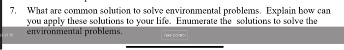 Solved 7. What are common solution to solve environmental | Chegg.com