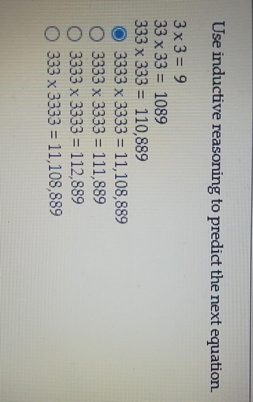 Solved Use inductive reasoning to predict the next equation | Chegg.com