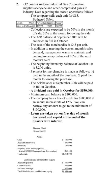 Solved 2. (12 points) Weldon Industrial Gas Corporation | Chegg.com