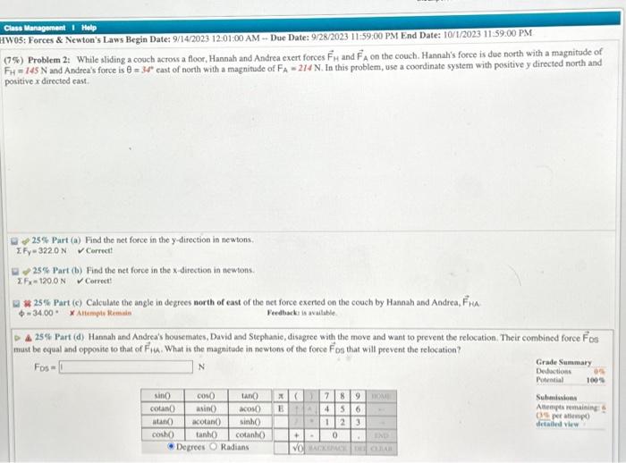 Solved Class Management I Help HW05: Forces & Newton's Laws | Chegg.com