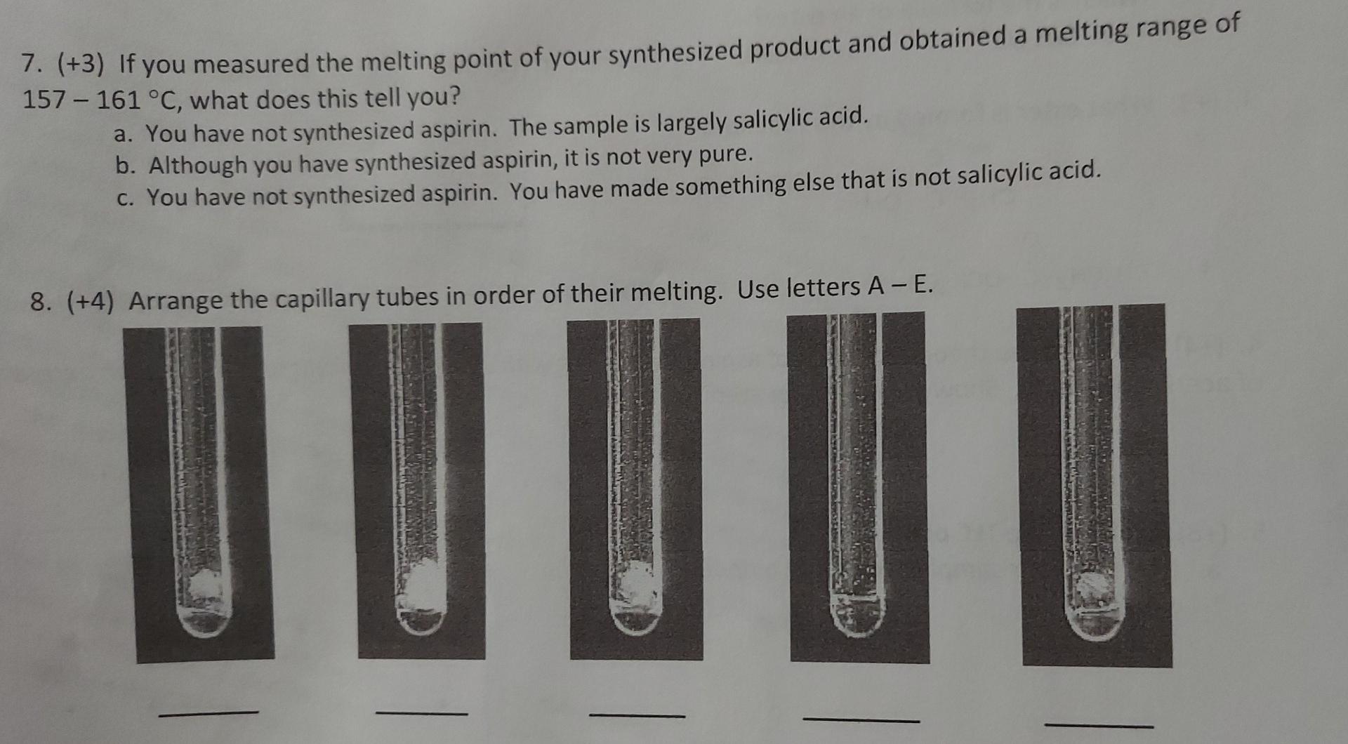 Solved Help Testing how pure a sample of aspirin | Chegg.com