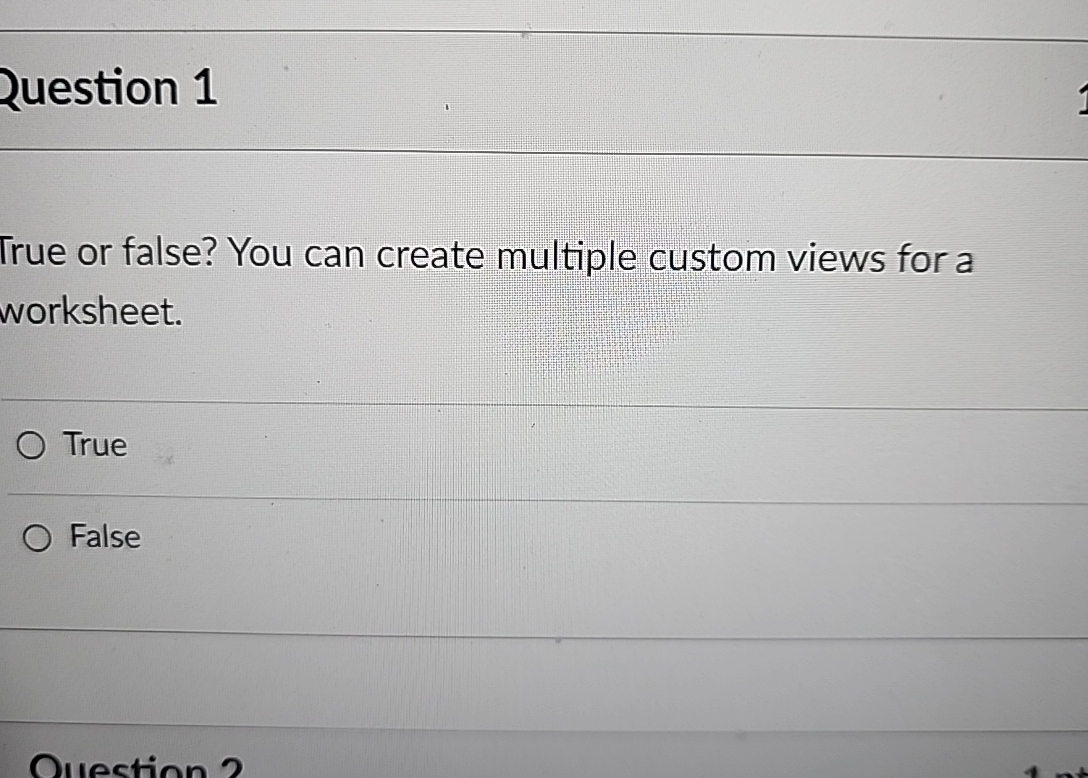 Solved Question 1True or false? You can create multiple | Chegg.com