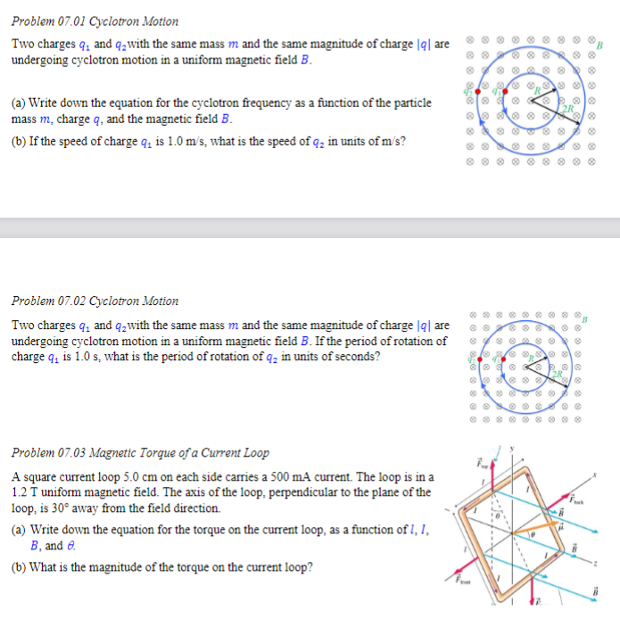 Solved Problem 07.01 ﻿Cyclotron MotionTwo charges q1 ﻿and q2 | Chegg.com