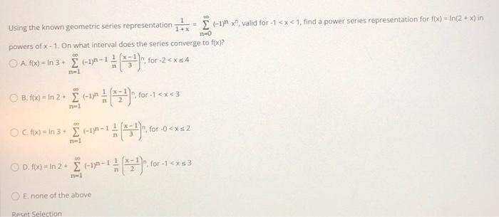 Solved Using the known geometric series representation | Chegg.com