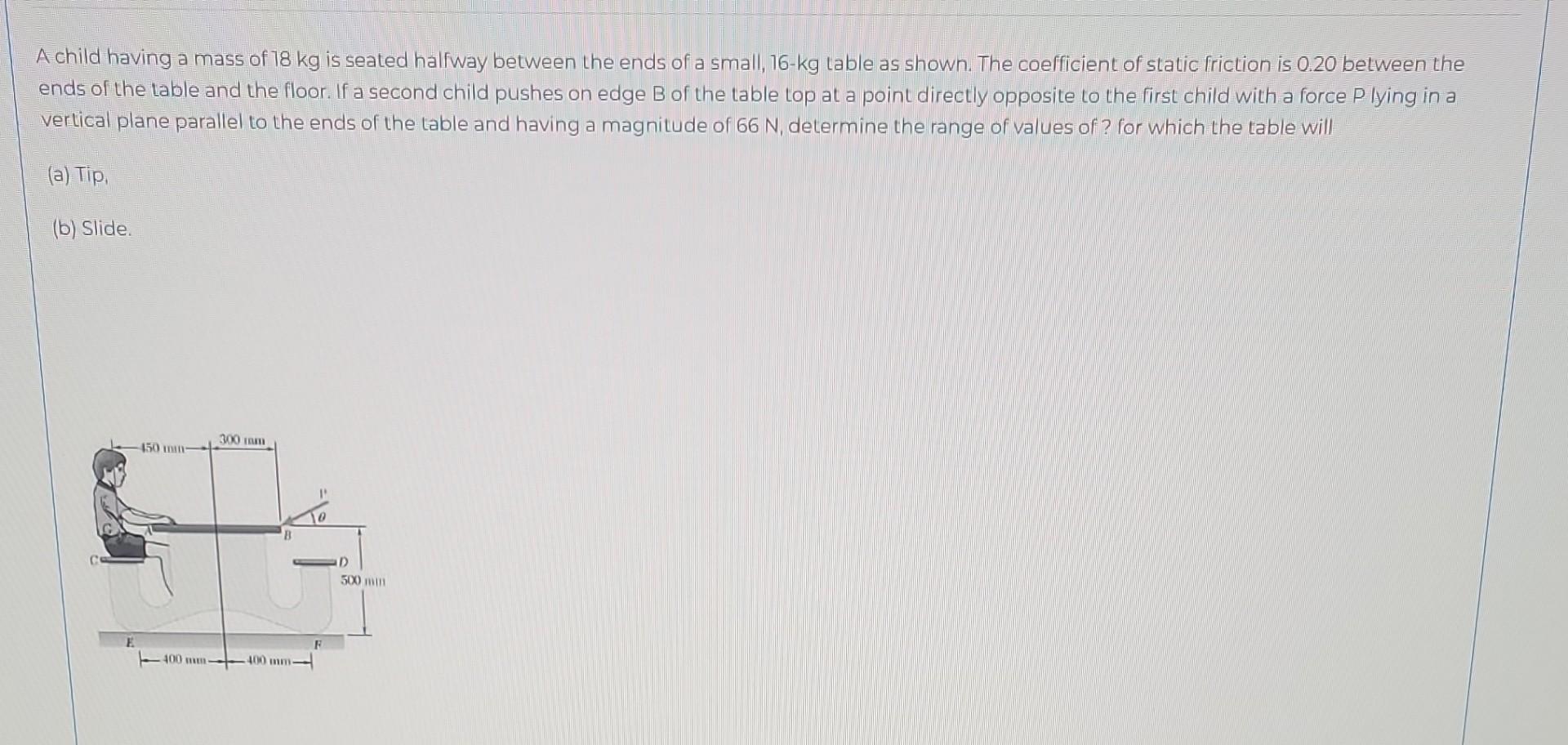 Solved A child having a mass of 18kg is seated halfway | Chegg.com