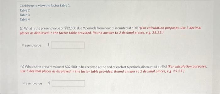 Solved Click here to view the factor table 1 . Table 2 Table | Chegg.com