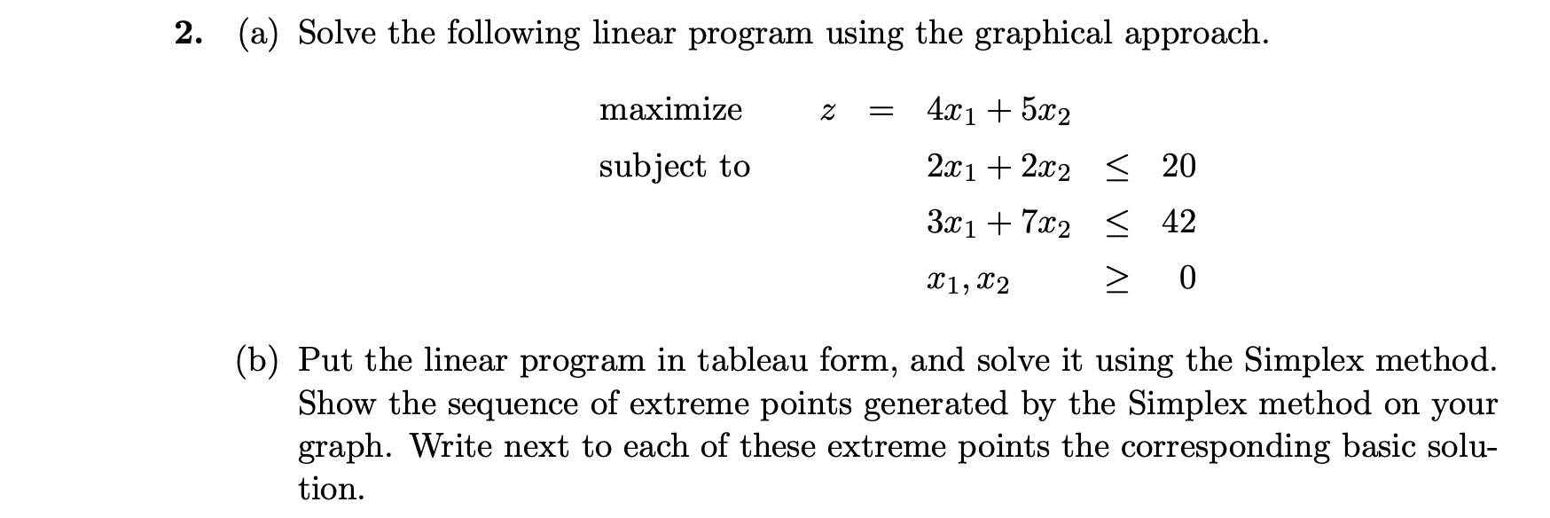 Solved (a) ﻿Solve the following linear program using the | Chegg.com