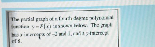 Solved The partial graph of a fourth-degree polynomial | Chegg.com