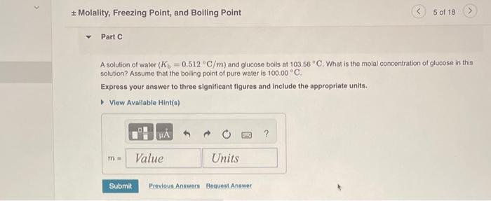 Solved ± Molality, Freezing Point, and Boiling Point 5 of 18 | Chegg.com