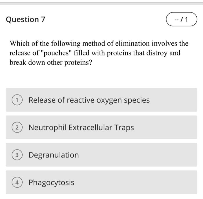 Solved Which of the following method of elimination involves | Chegg.com