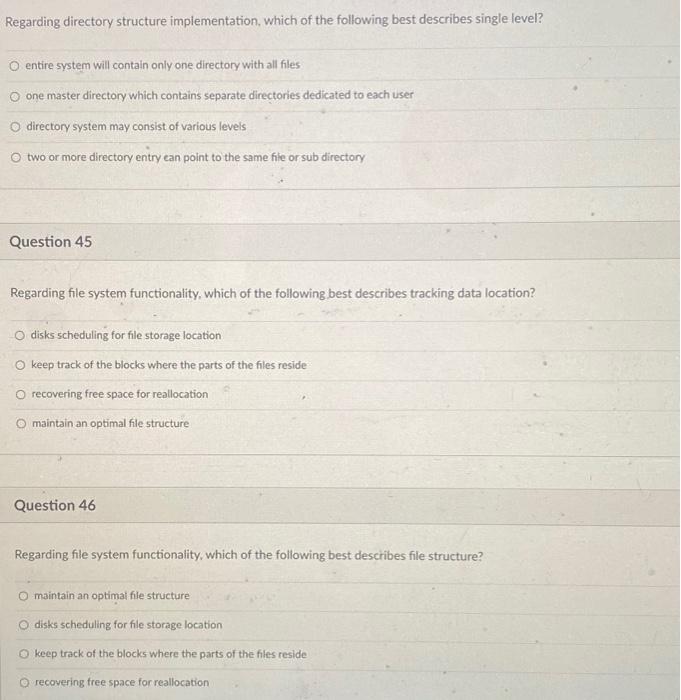 Solved Regarding directory structure implementation, which | Chegg.com