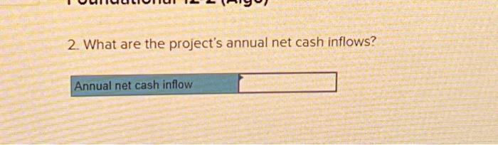 Solved 2. What are the project's annual net cash inflows?3. | Chegg.com