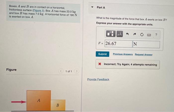 Solved Part A Boxes A and B are in contact on a horizontal, | Chegg.com