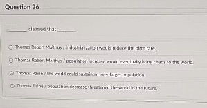 Solved Question 26cisined that q,Thomas Raber: | Chegg.com