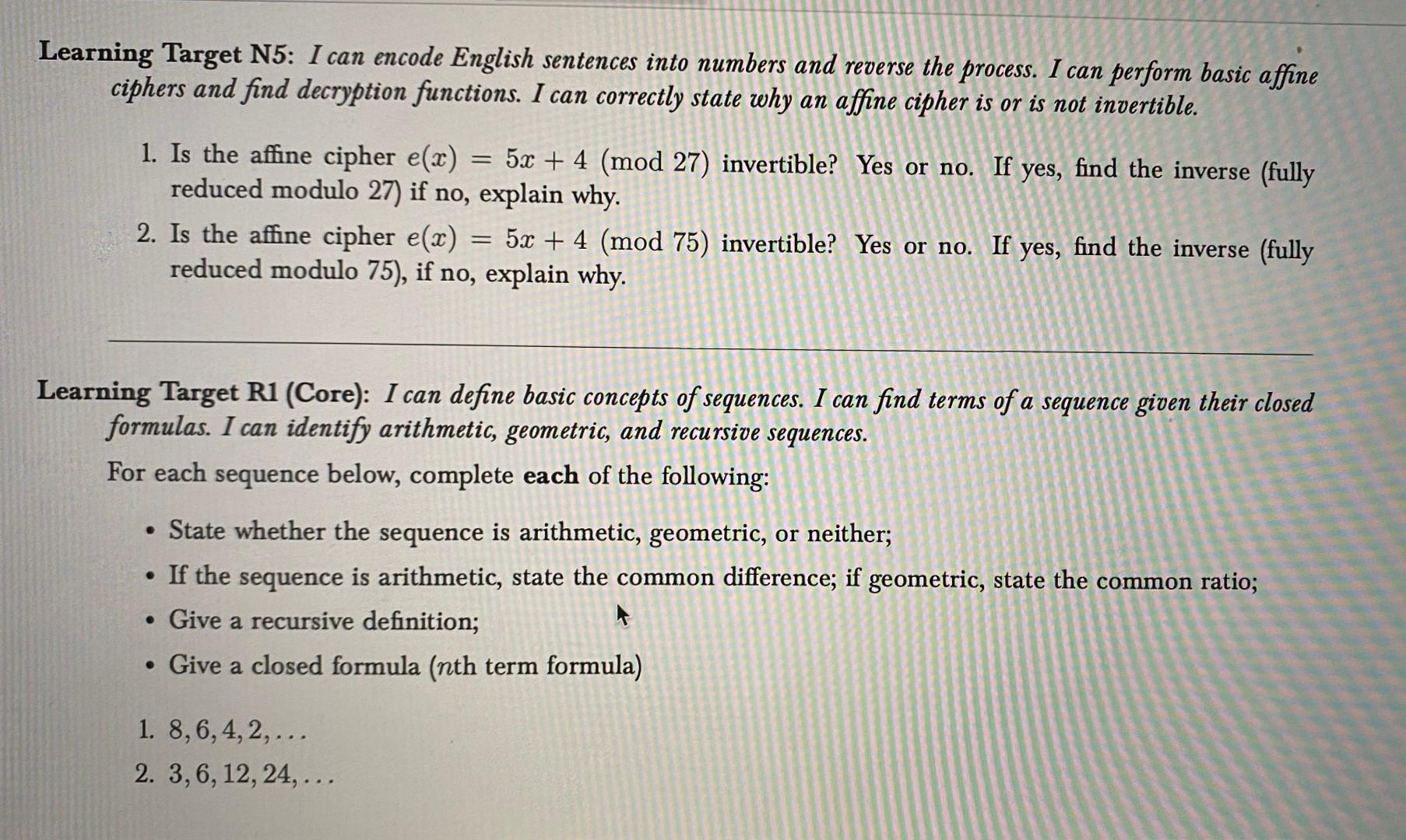 Solved tarning Target C2 Core: I can compute combinations | Chegg.com