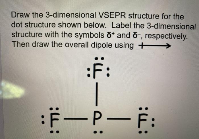 Solved Draw the 3-dimensional VSEPR structure for the dot | Chegg.com
