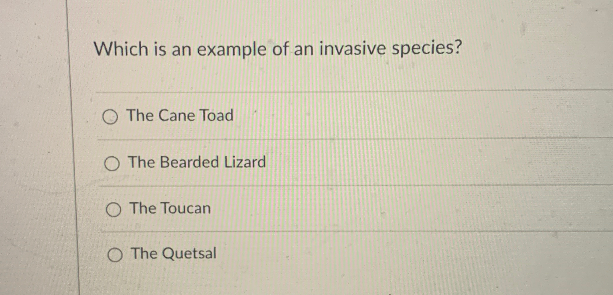 Solved Which is an example of an invasive species?The Cane | Chegg.com