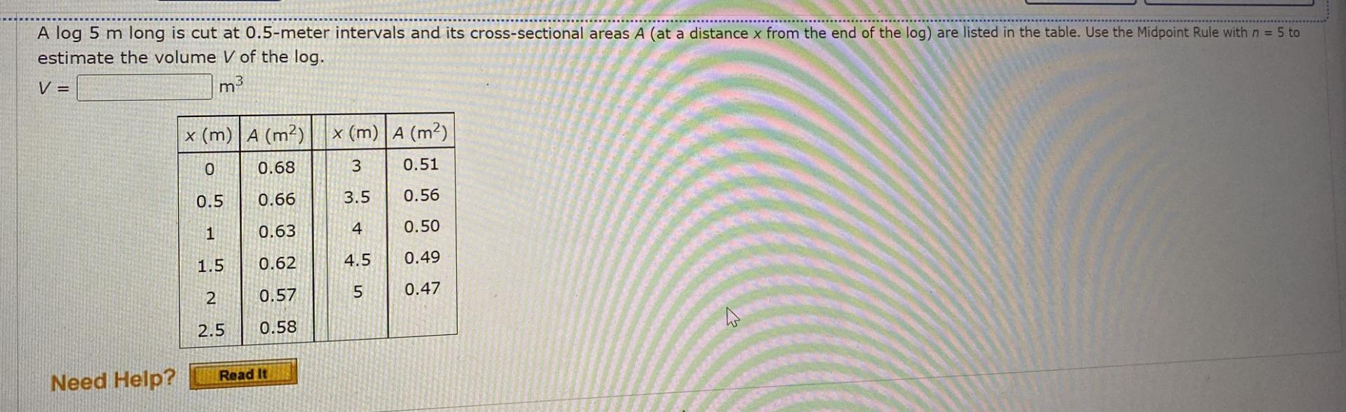 Solved A log 15 m long is cut at 1.5-meter intervals and its | Chegg.com