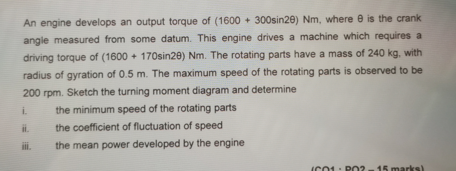 Solved An engine develops an output torque of | Chegg.com