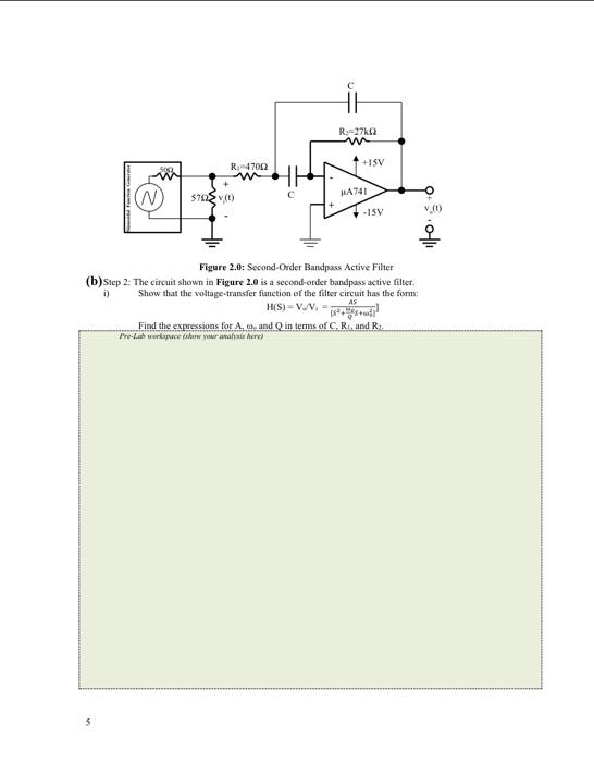 Figure 2.0: Second-Order Bandpass Active Filter (b) | Chegg.com