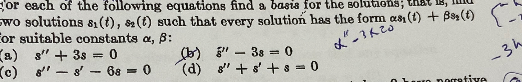 Solved wo solutions s1(t),s2(t) ﻿such that every solution | Chegg.com