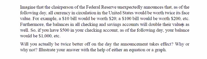 Solved Imagine that the chairperson of the Federal Reserve | Chegg.com