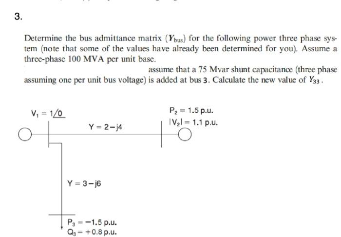 Solved Determine the bus admittance matrix ( Ybus ) for the | Chegg.com Solved Determine the bus admittance matrix ( Ybus ) for the | Chegg.com