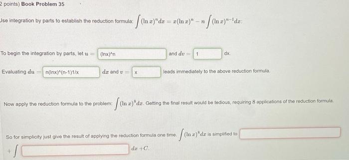 Solved se integration by parts to establish the reduction | Chegg.com