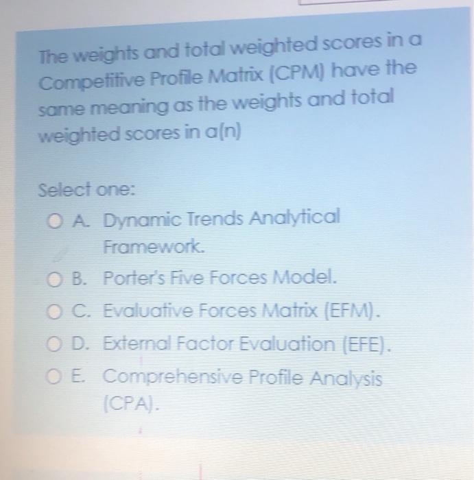 Solved The weights and total weighted scores in a | Chegg.com