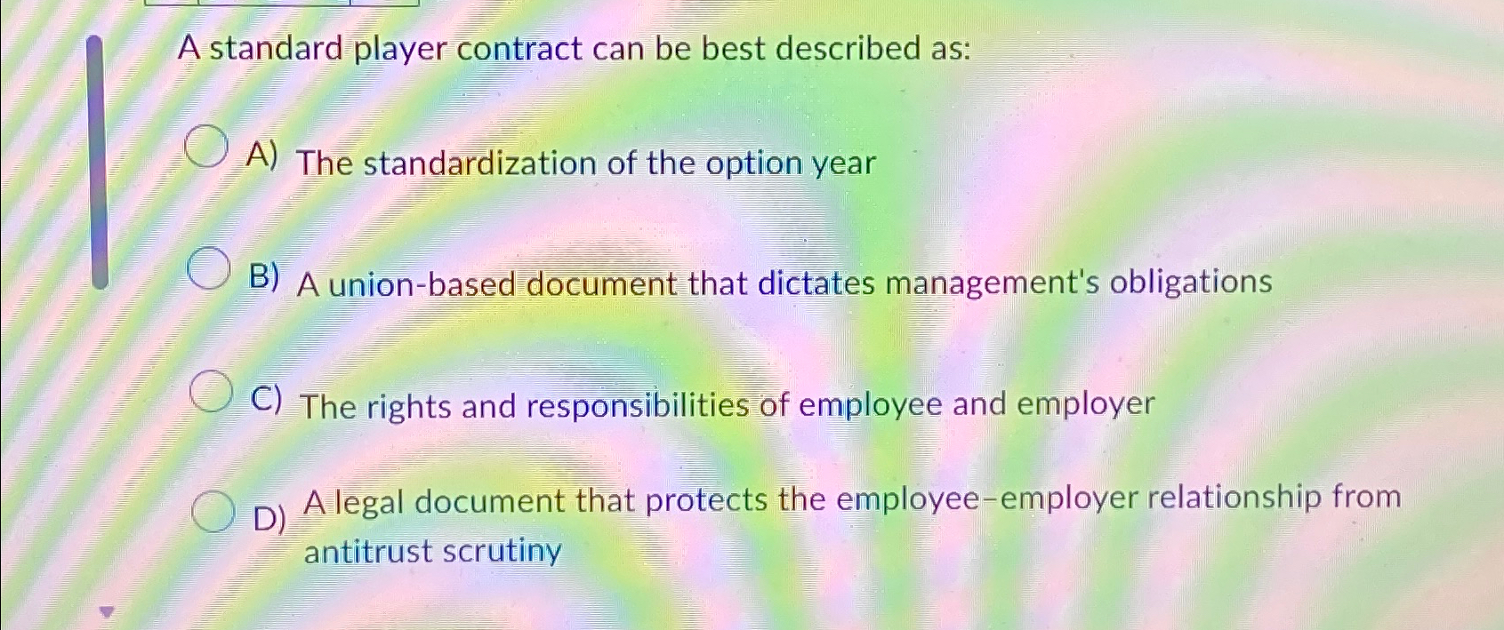 Solved A standard player contract can be best described | Chegg.com