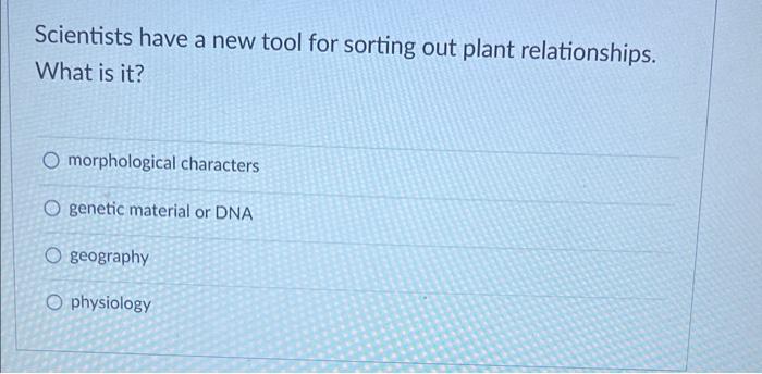 Scientists have a new tool for sorting out plant | Chegg.com