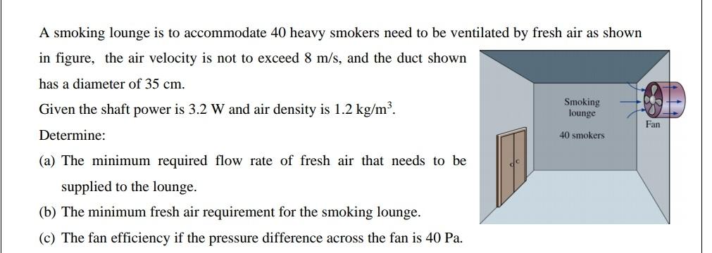 Solved A smoking lounge is to accommodate 40 heavy smokers | Chegg.com