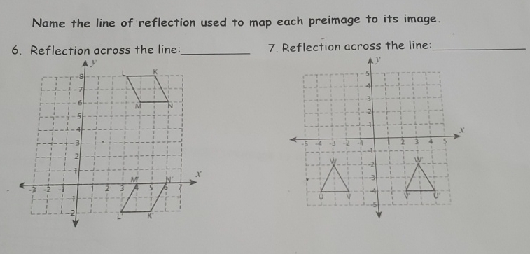 Solved Name the line of reflection used to map each preimage | Chegg.com