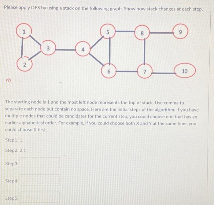 Solved Please apply DFS by using a stack on the following | Chegg.com