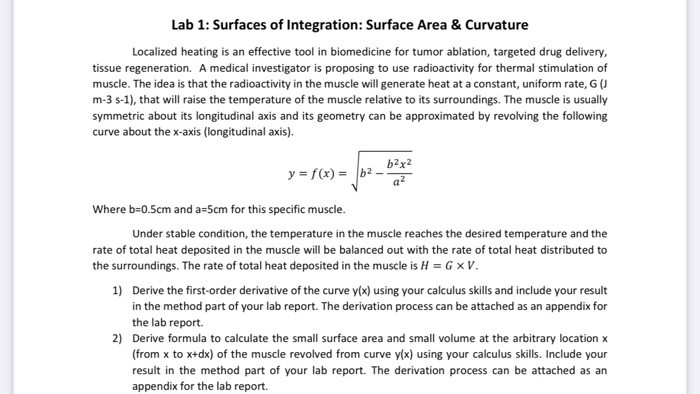Solved Lab 1: Surfaces of Integration: Surface Area & | Chegg.com
