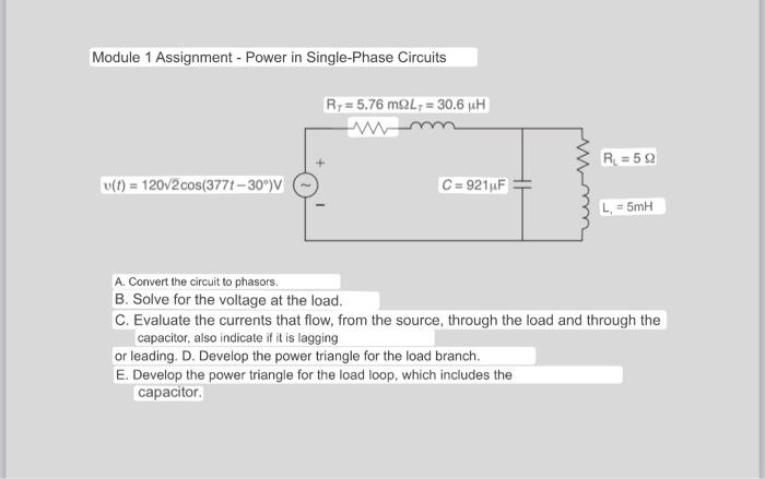 Solved Module 1 Assignment - Power in Single-Phase Circuits | Chegg.com