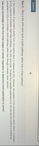 Solved Part C = ﻿Why is the citric acid cycle a cyclic | Chegg.com