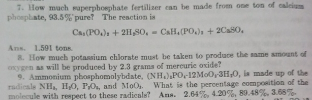 Solved 1.How much superphosphate fertilizer can be made from | Chegg.com