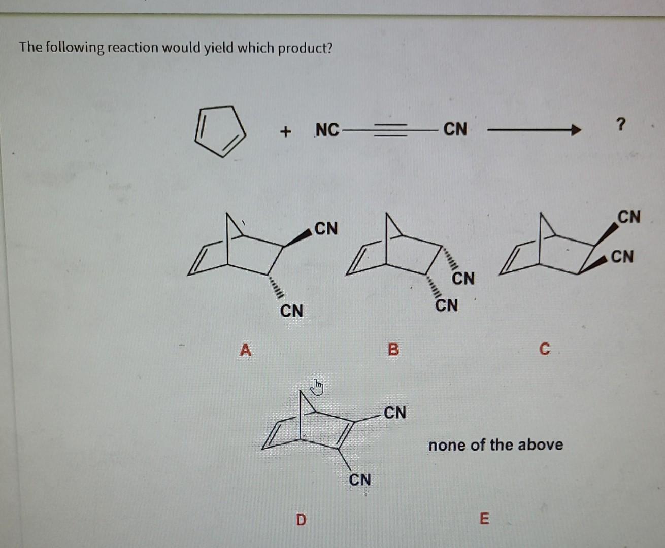 Solved The following reaction would yield which product? | Chegg.com