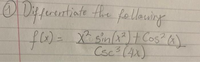 Solved Differentiate the following | Chegg.com