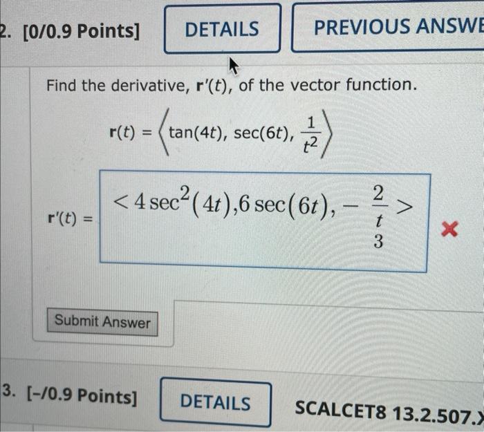 Solved Find the derivative, r′(t), of the vector function. | Chegg.com