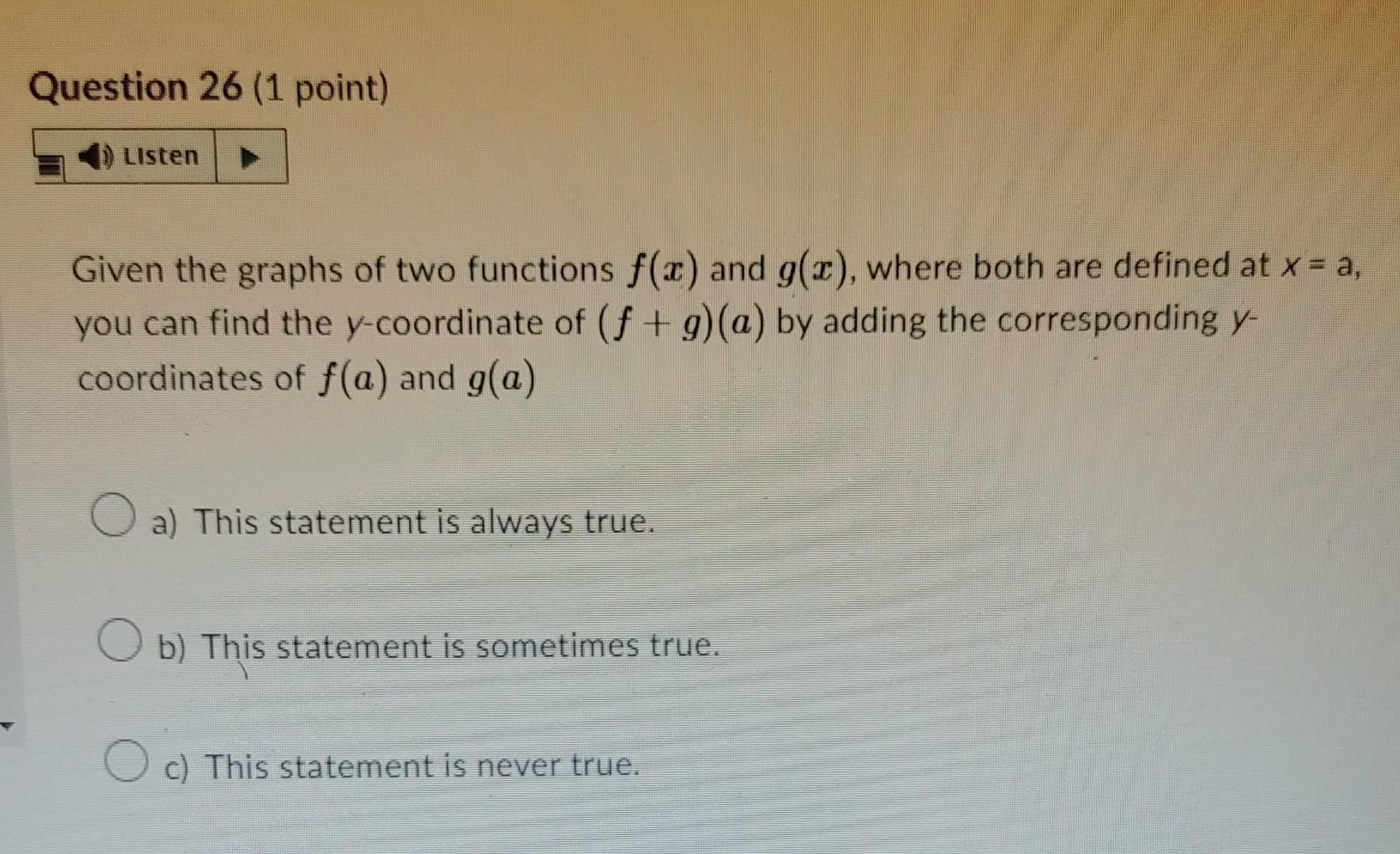 Solved Given the graphs of two functions f(x) and g(x), | Chegg.com