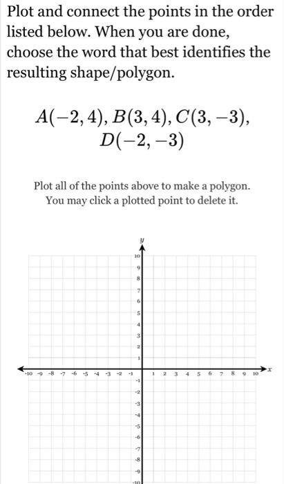 Solved Plot and connect the points in the order listed | Chegg.com