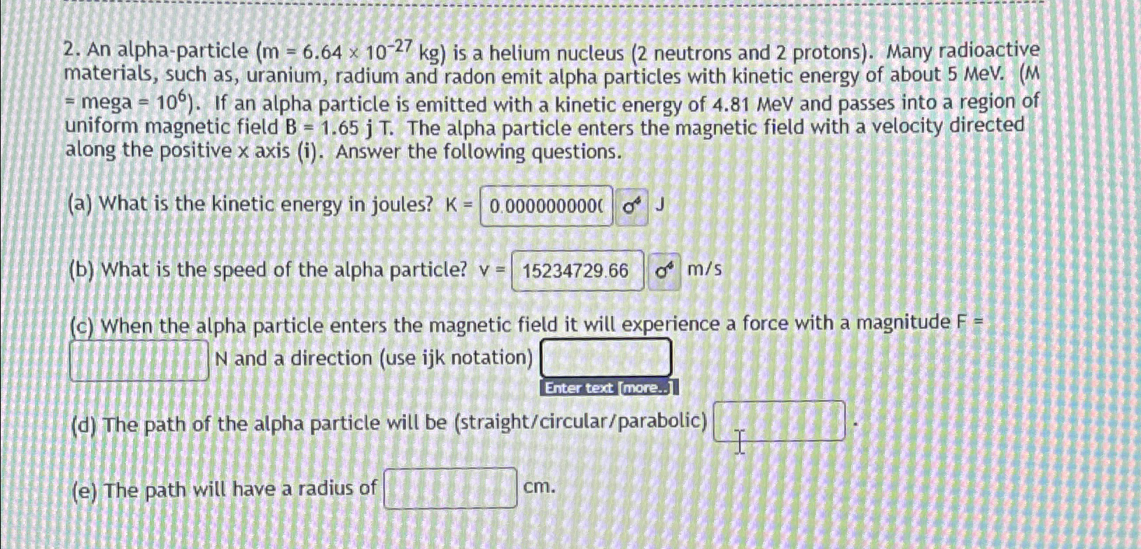 Solved An alpha-particle ) ﻿is a helium nucleus ( 2 | Chegg.com