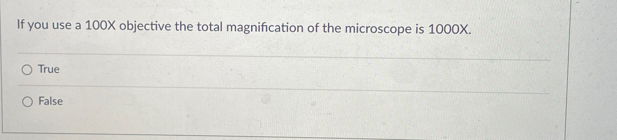 Solved If you use a 100x ﻿objective the total magnification | Chegg.com