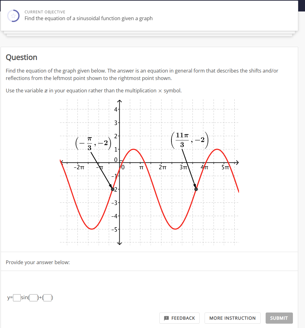 Solved CURRENT OBJECTIVEFind the equation of a sinusoidal | Chegg.com