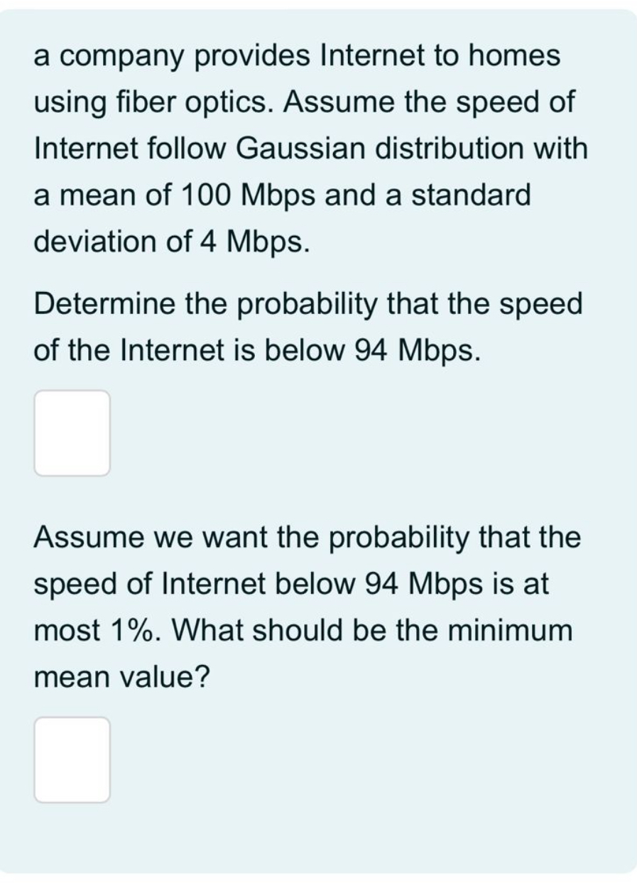 Solved a company provides Internet to homes using fiber | Chegg.com