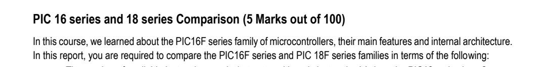 Solved PIC 16 series and 18 series Comparison (5 Marks out | Chegg.com